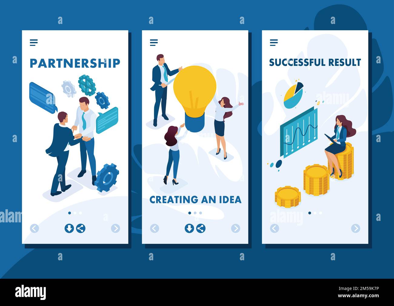 Isometric Template App Business Concept Of Teamwork To Create A