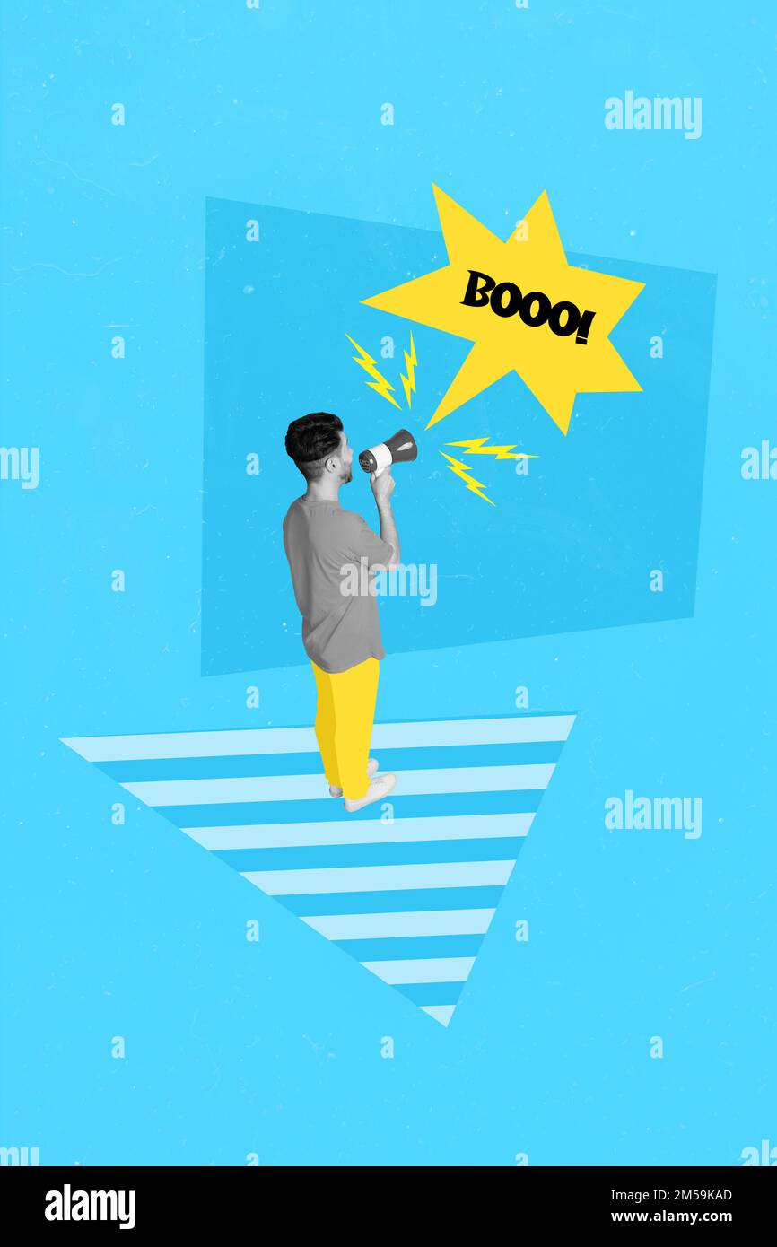 Composite collage photo template of young angry businessman boss ...