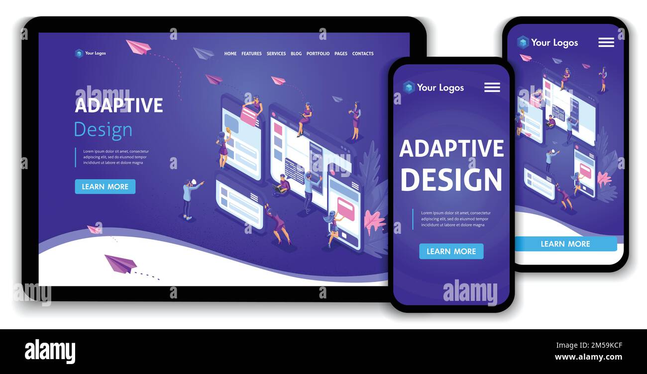Template Landing page Isometric concept of web page design and ...