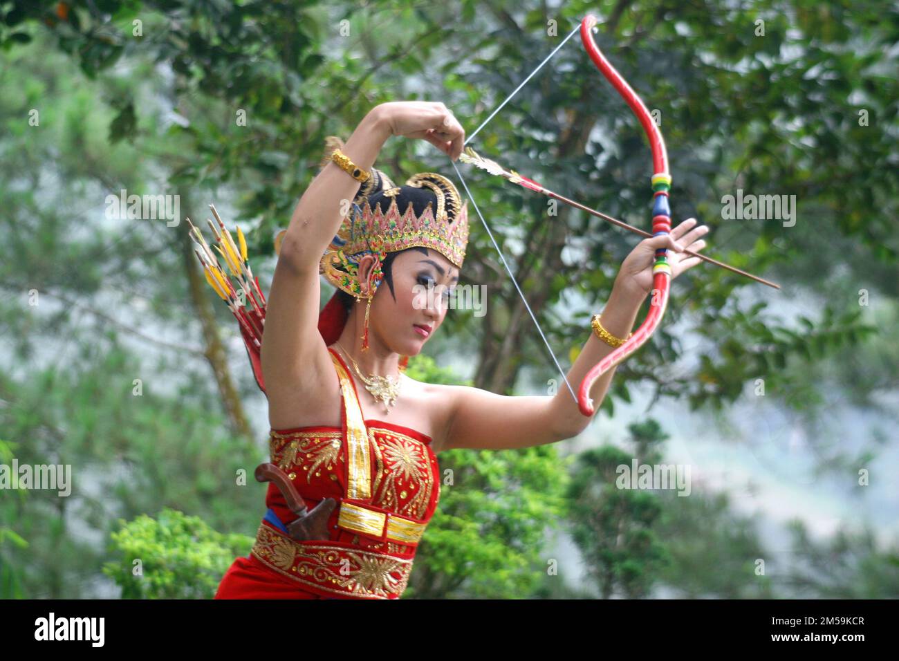 portrait of a traditional dancer woman in traditional Javanese dress ...