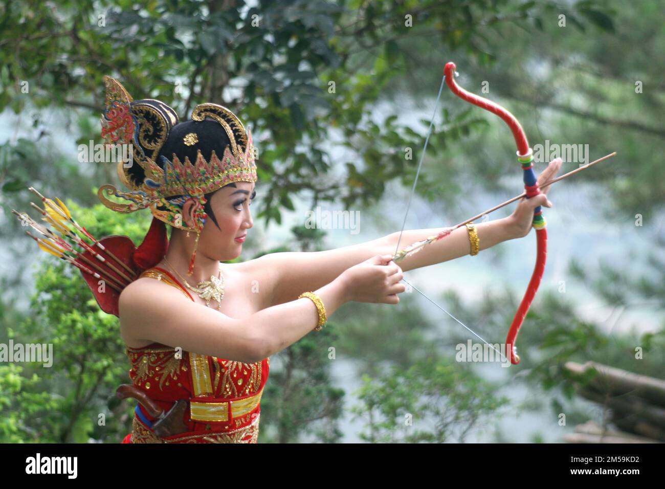 portrait of a traditional dancer woman in traditional Javanese dress ...