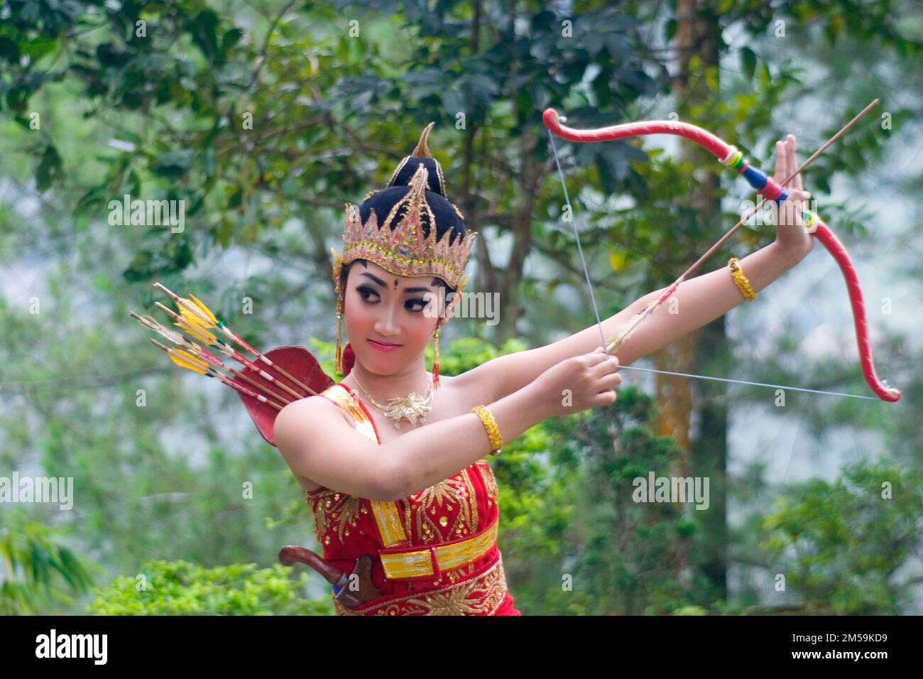 portrait of a traditional dancer woman in traditional Javanese dress ...