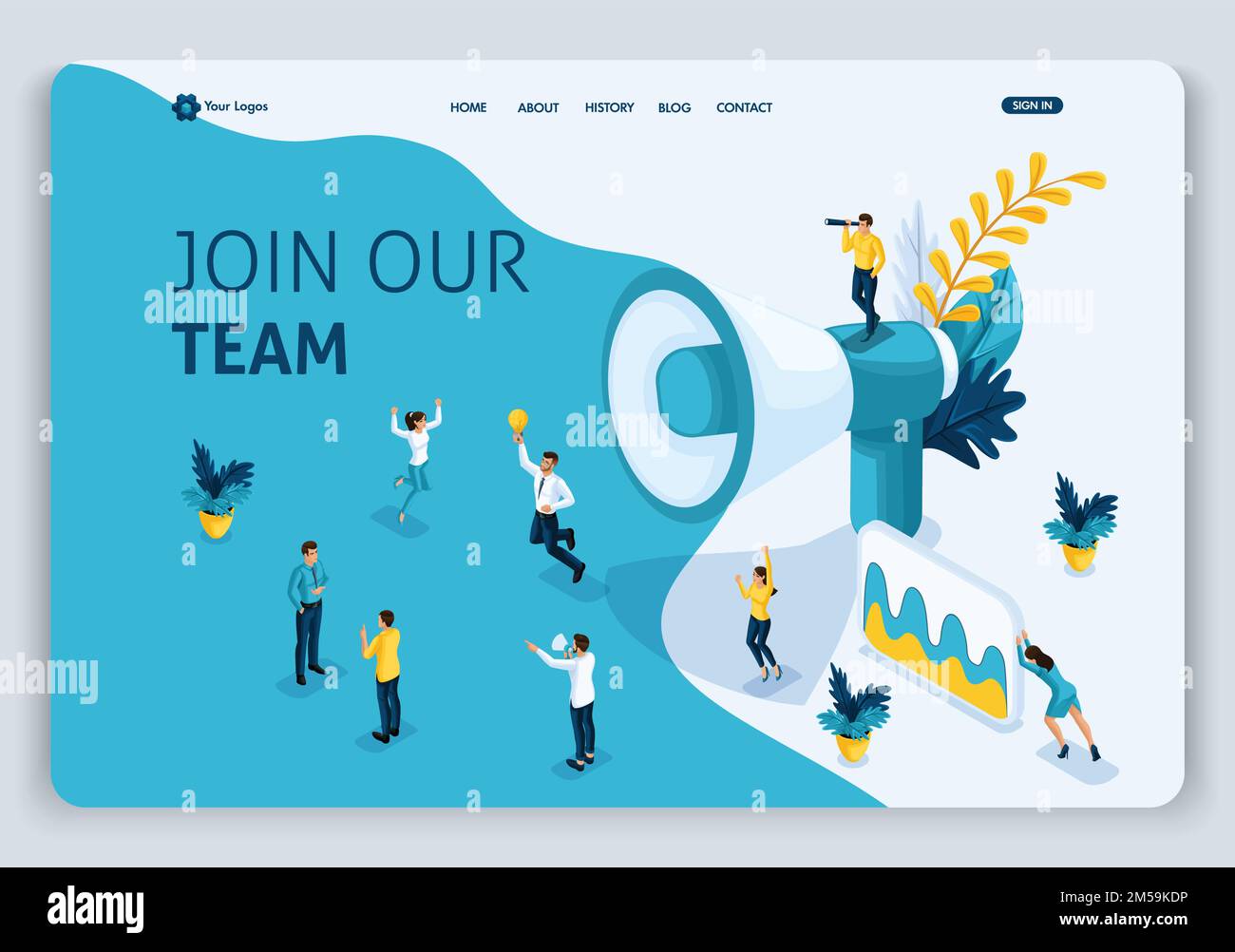 Website Template Landing page Isometric concept join our team, can use ...