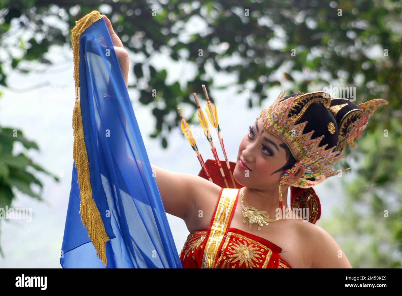 portrait of a traditional dancer woman in traditional Javanese dress ...