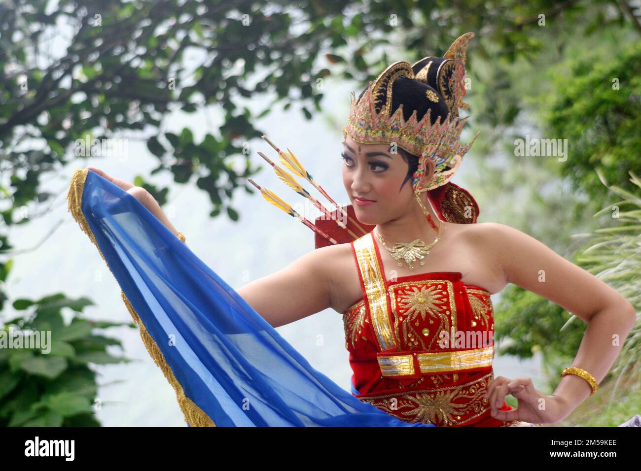 portrait of a traditional dancer woman in traditional Javanese dress ...