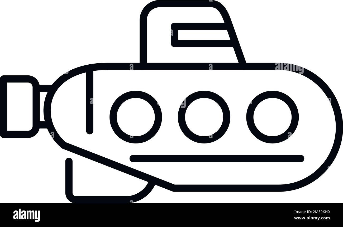 Deep submarine icon outline vector. Sea ship. Sub military Stock Vector ...