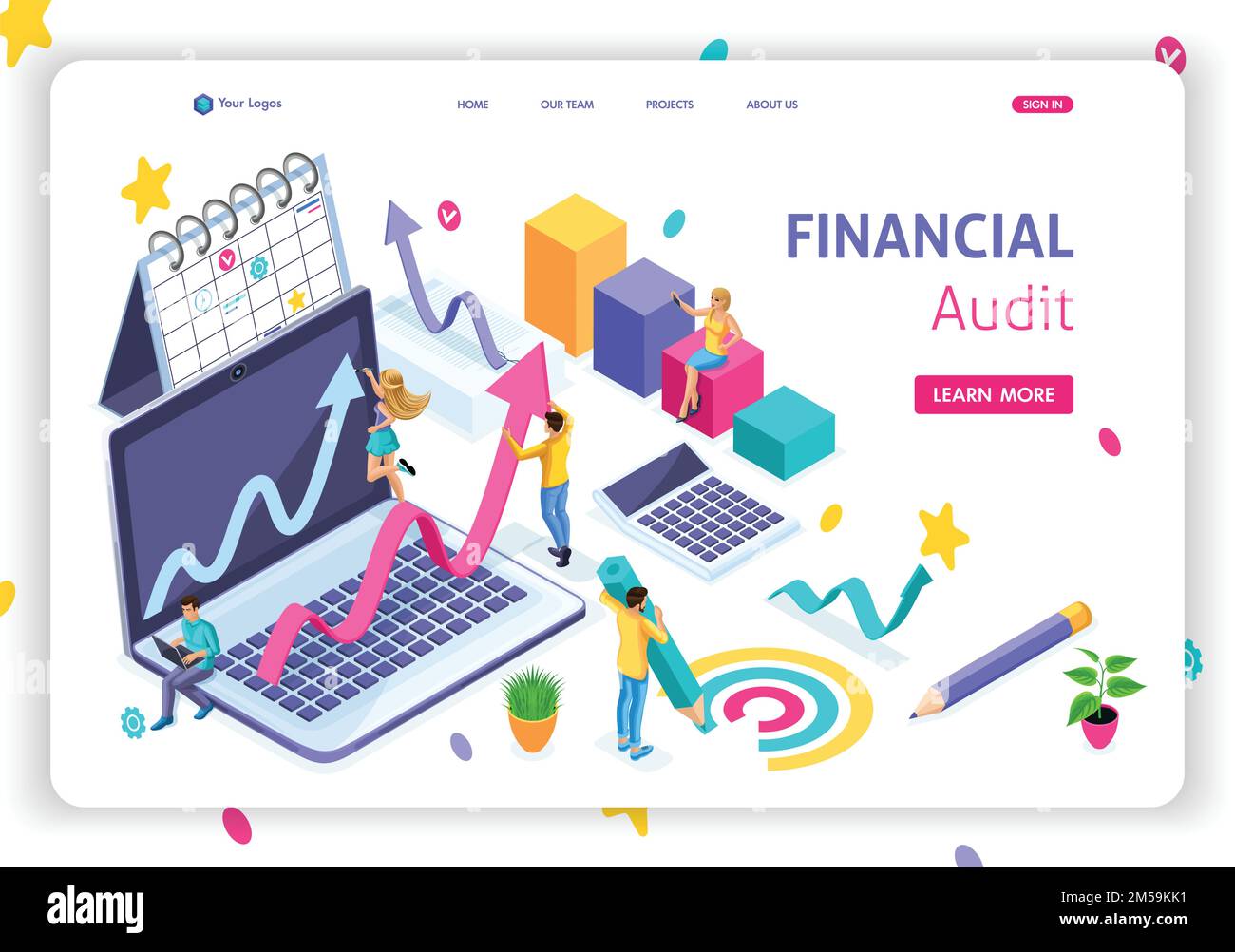 Website Template Landing page Isometric concept Financial management ...