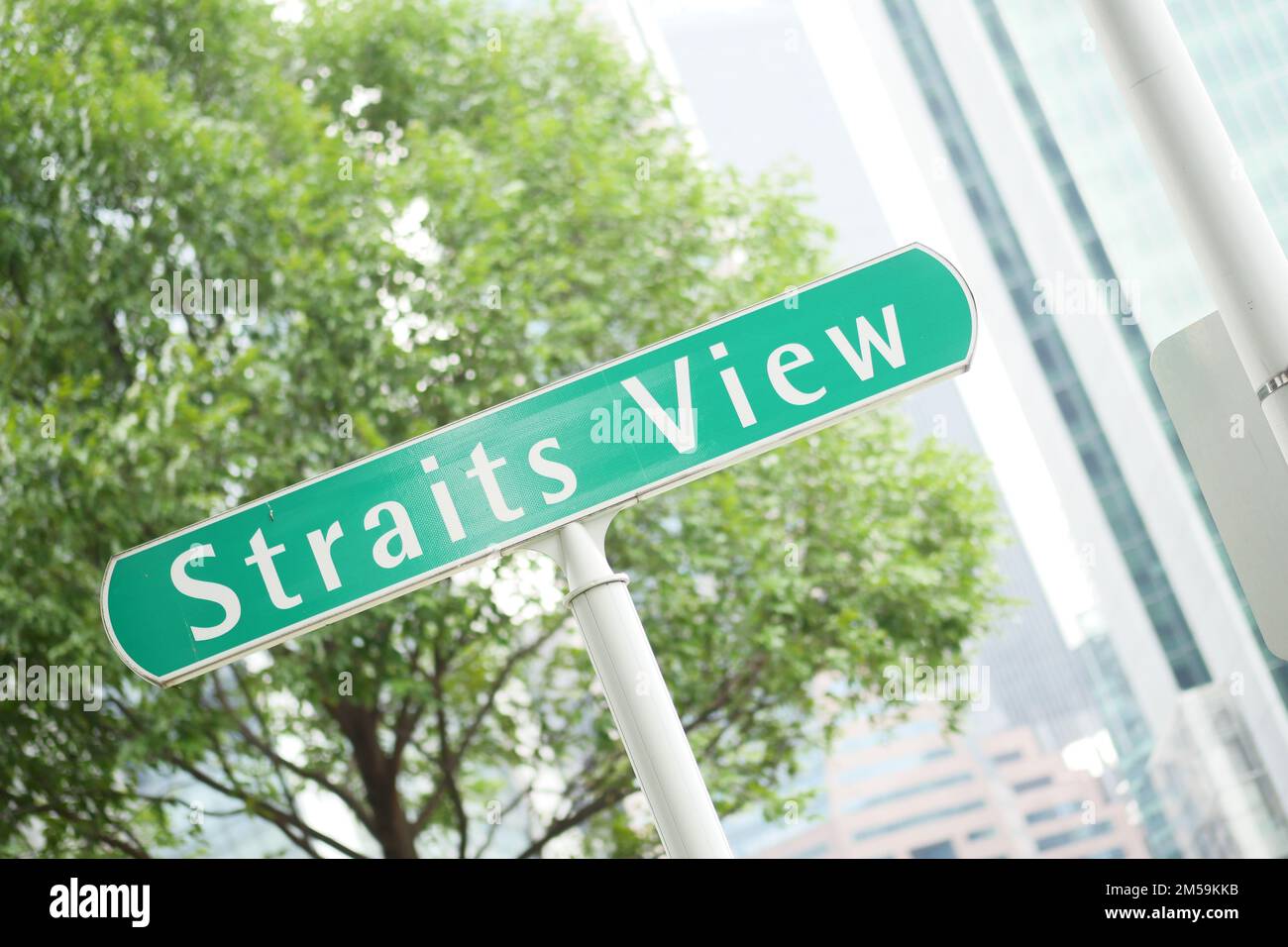 Straits View road sign and buildings Stock Photo - Alamy