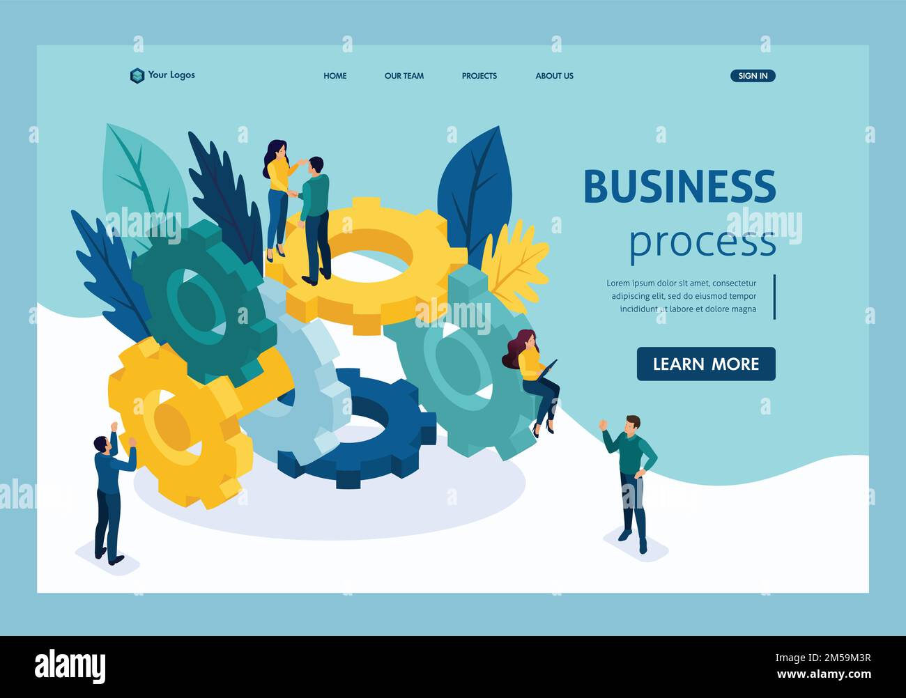 Isometric Teamwork, brainstorming, Team collaboration on the business ...