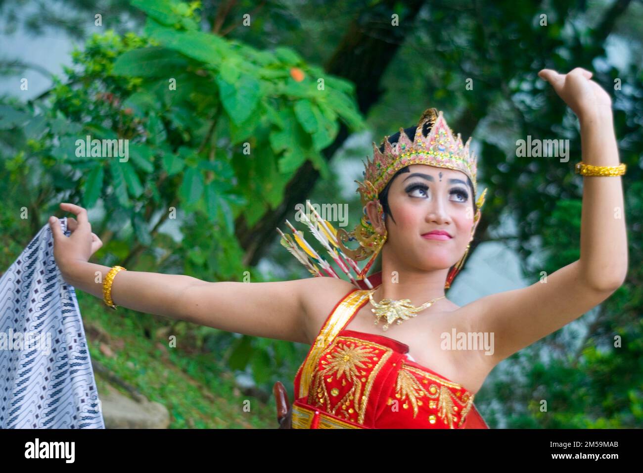 portrait of a female traditional Javanese dancer in traditional ...