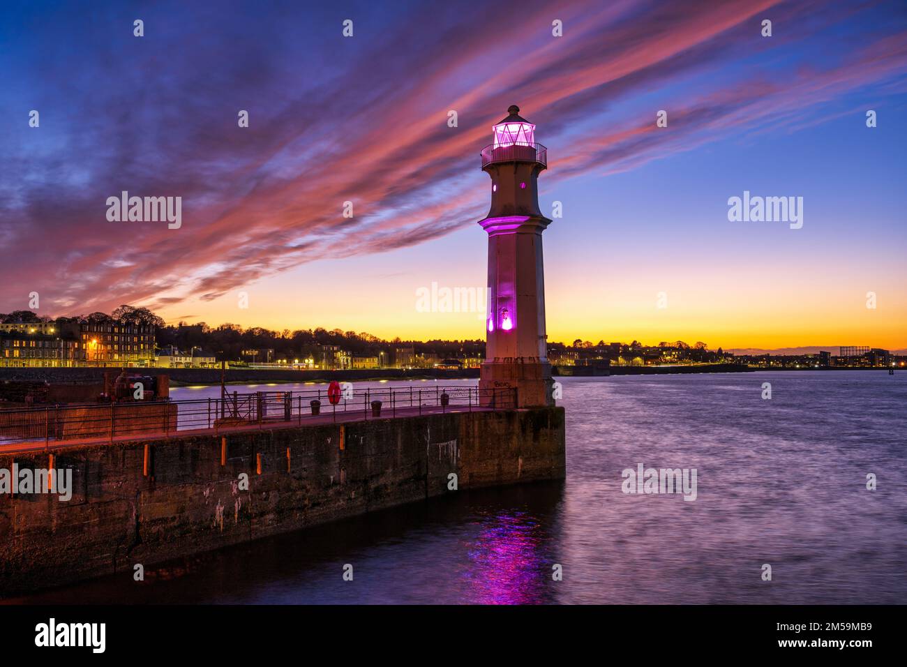 Newhaven Lighthouse at sunset – Newhaven, Edinburgh, Scotland, UK Stock ...