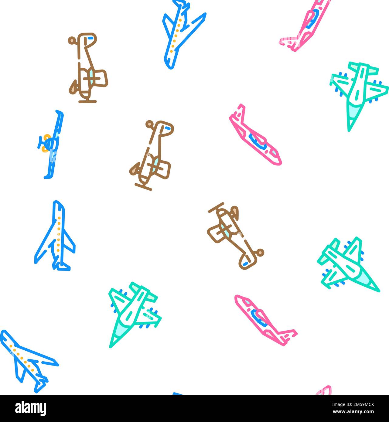 plane flight travel aircraft vector seamless pattern Stock Vector Image ...