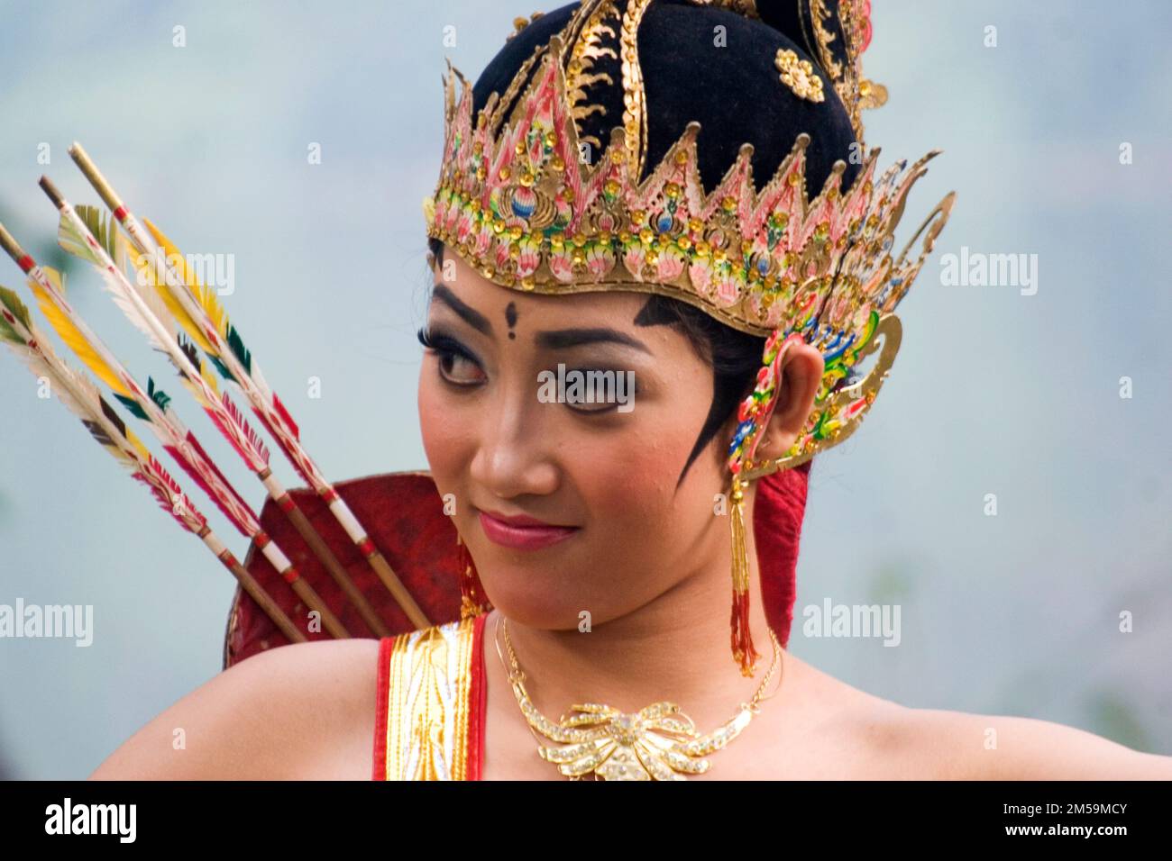 portrait of a female traditional Javanese dancer in traditional ...
