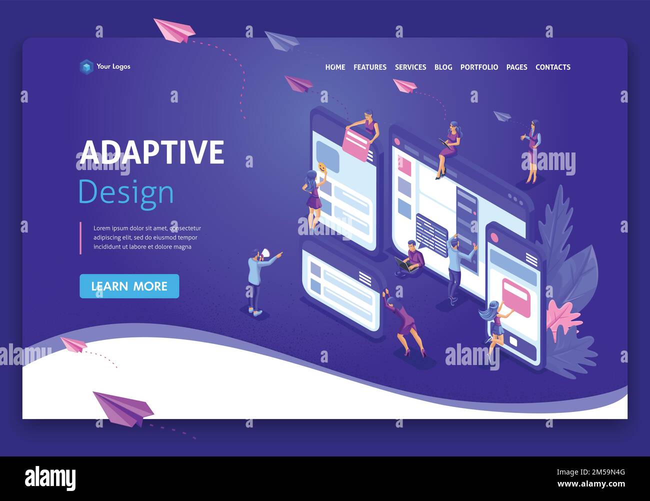 Template Landing page Isometric concept of web page design and ...