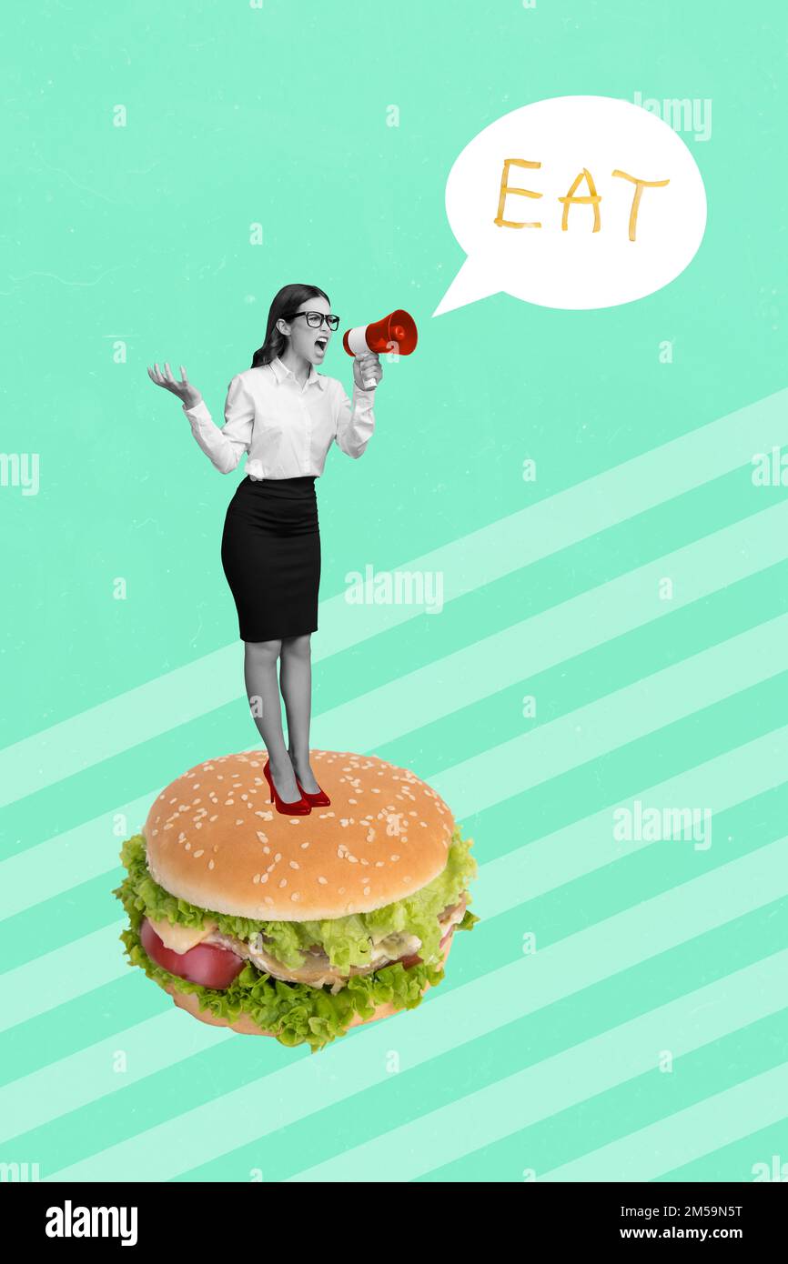 Creative abstract collage template graphics image of angry lady ...