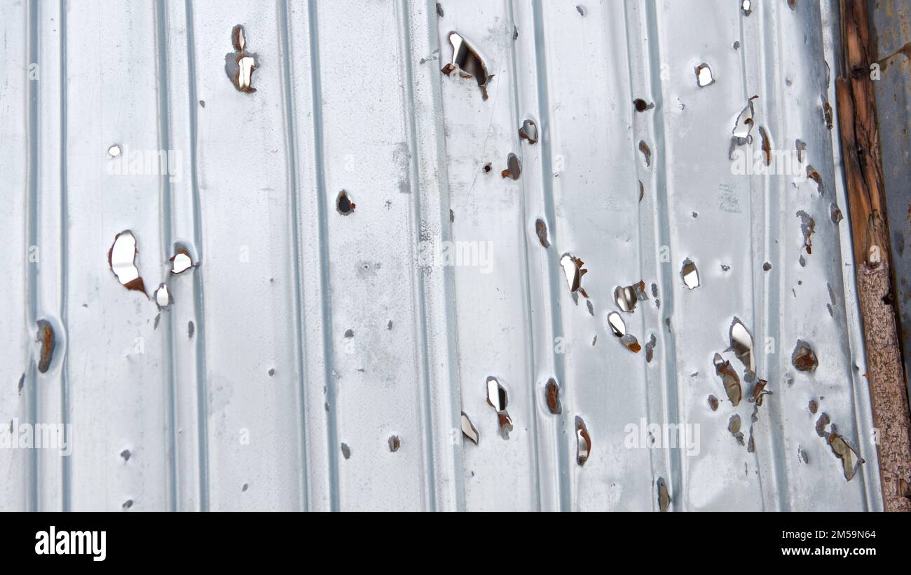 the metal was cut by shrapnel, after shelling by the Russian occupation ...