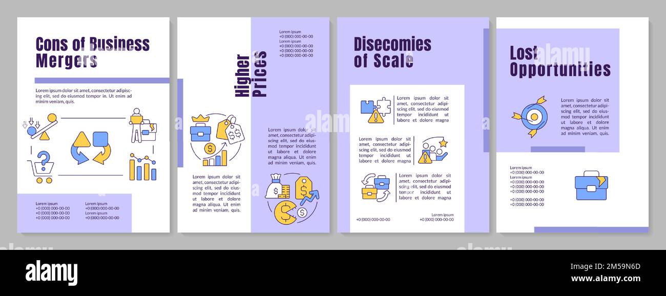 Business mergers advantages purple brochure template Stock Vector Image ...