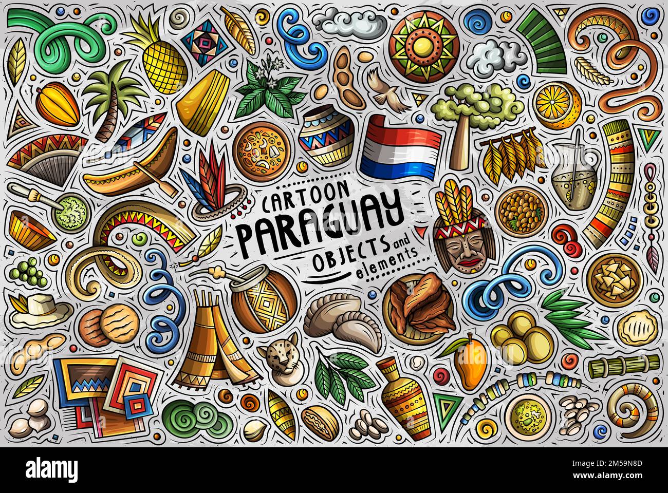Set of Paraguay traditional symbols and objects Stock Vector Image ...