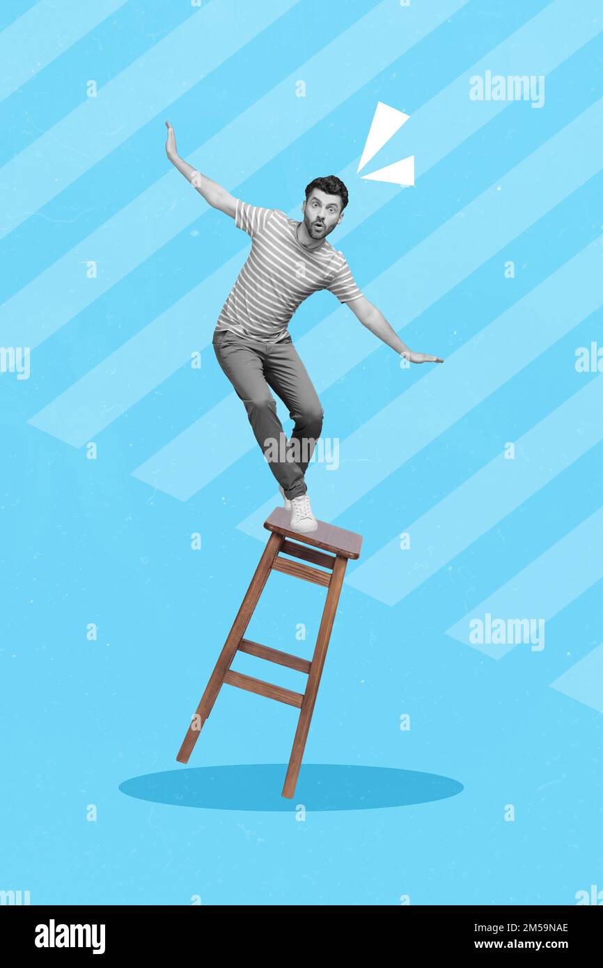 Collage 3d image of pinup pop retro sketch of excited funky guy ...