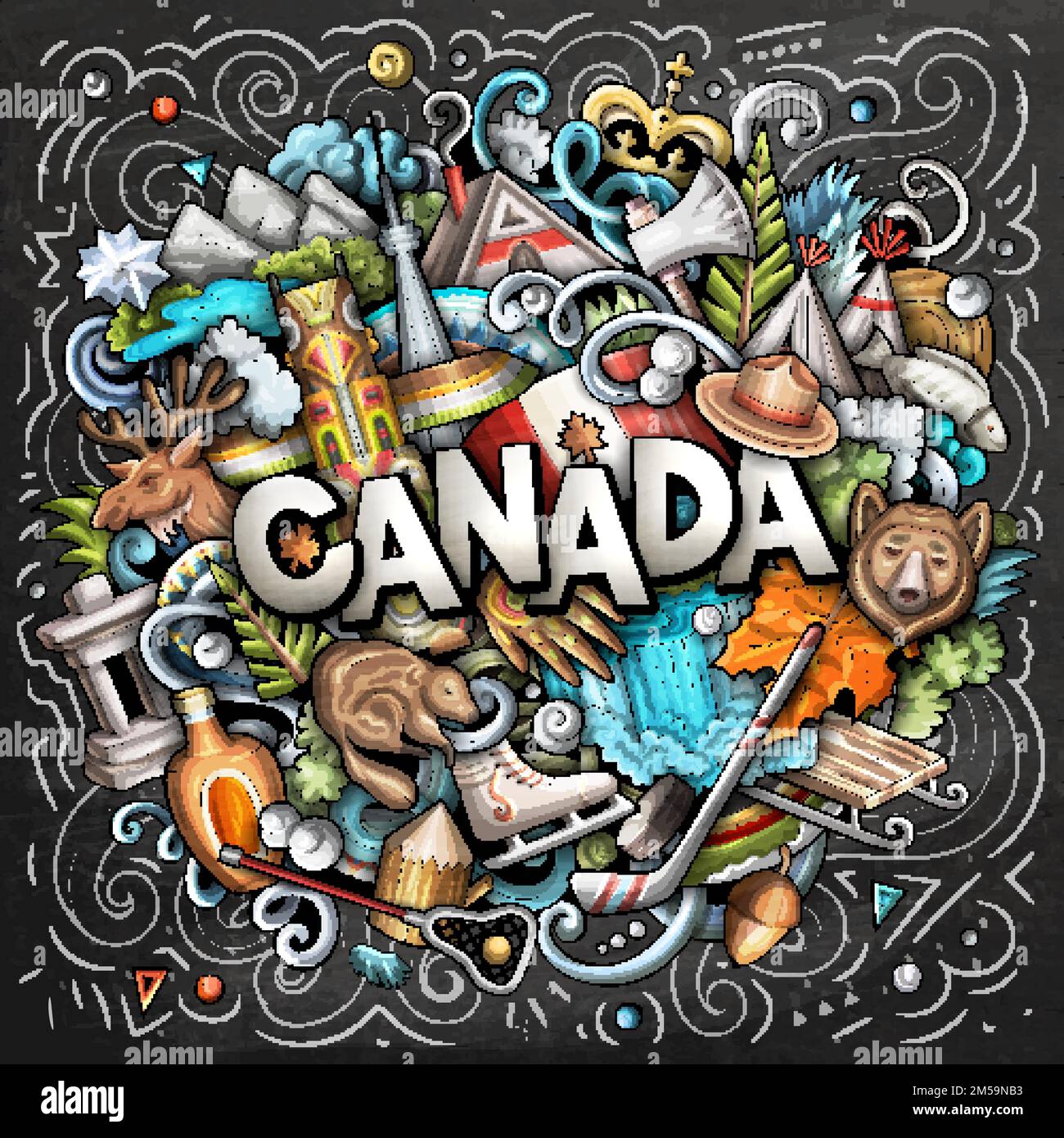 Canada cartoon doodle illustration. Funny Canadian design Stock Vector ...