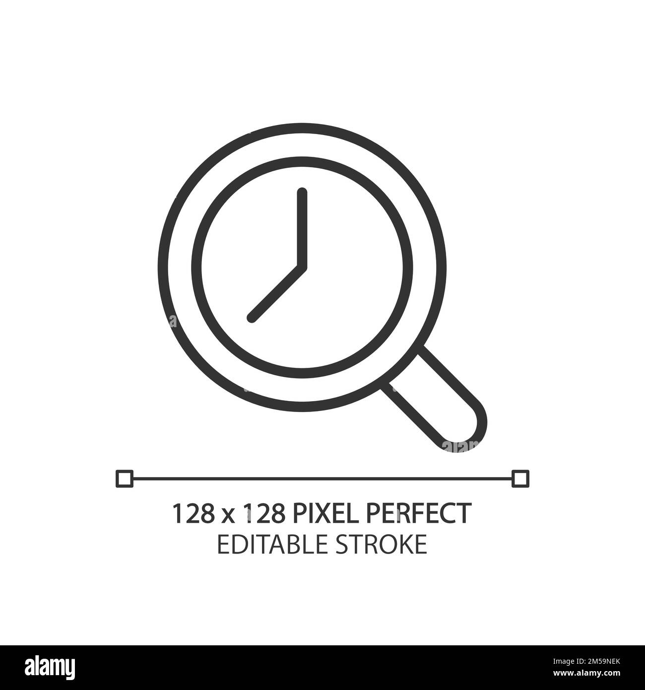 Magnifying glass with clock pixel perfect linear icon Stock Vector Image & Art - Alamy