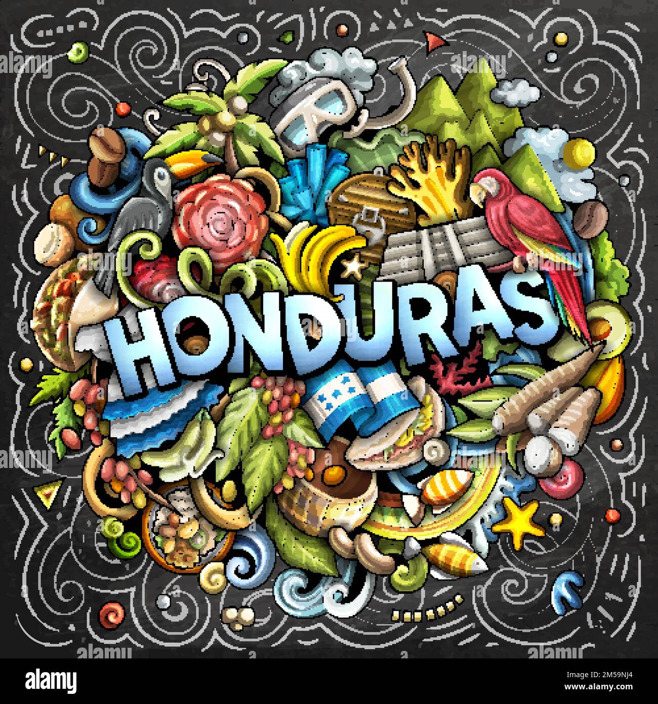 Honduras cartoon doodle illustration. Funny design Stock Vector Image ...