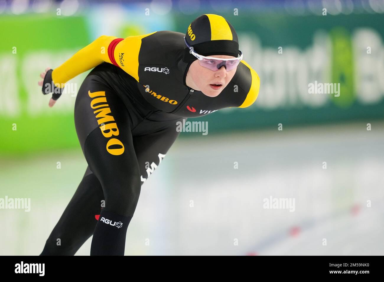 HEERENVEEN, NETHERLANDS - DECEMBER 27: Myrthe de Boer of Team Jumbo Visma competing on the Women ...