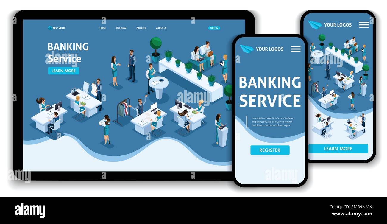 Website Template Landing page Isometric concept banking service ...