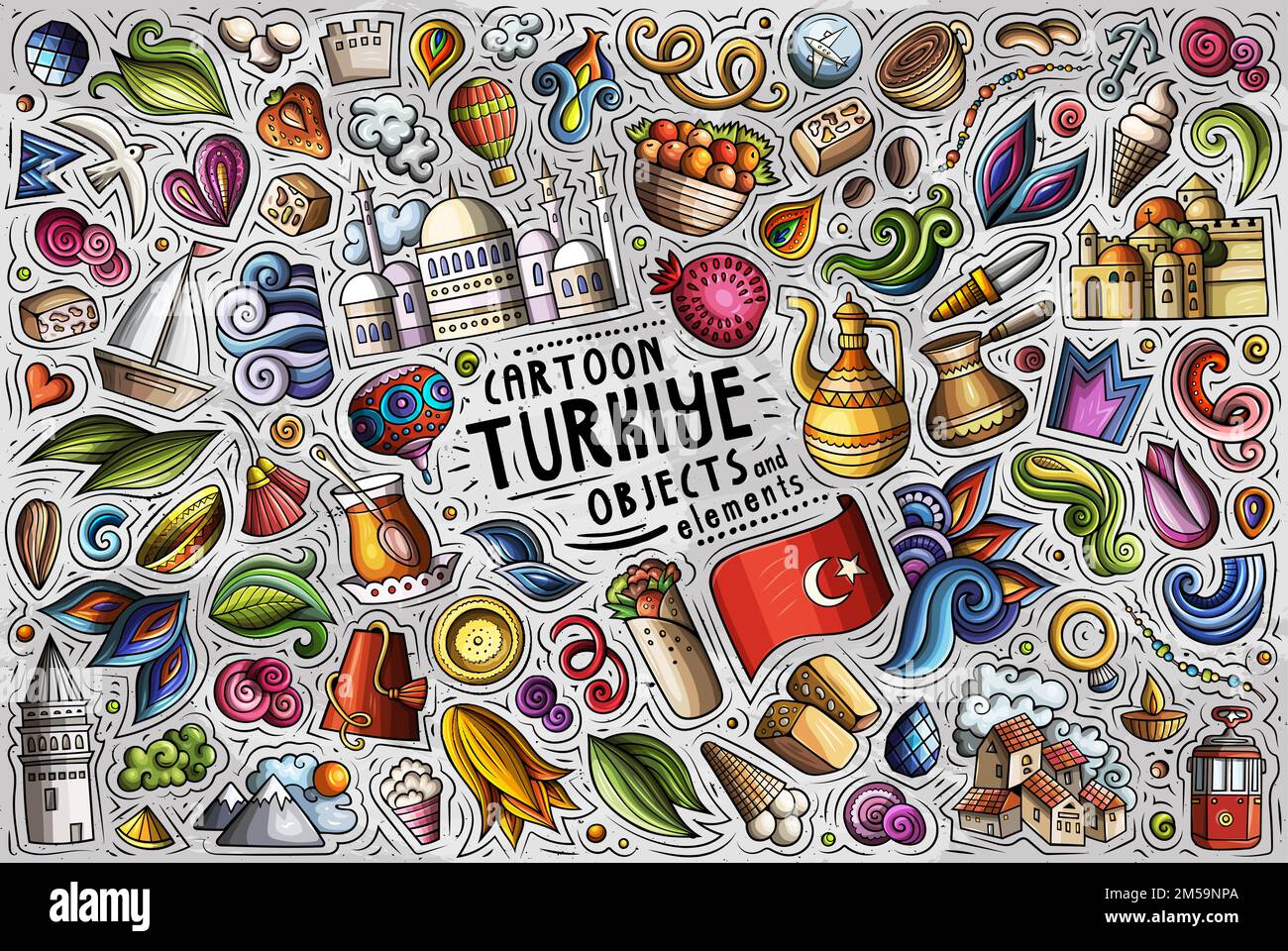 Set of Turkiye traditional symbols and objects Stock Vector Image & Art ...