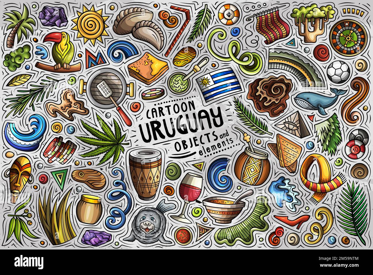Set of Uruguay traditional symbols and objects Stock Vector Image & Art ...