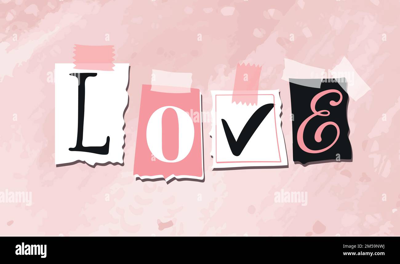 Love collage from newspaper letters, modern text for Valentine s Day ...