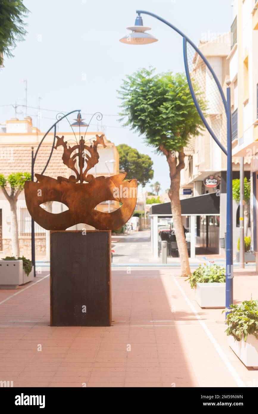 SANTIAGO DE LA RIBERA, SPAIN - JUNE 12, 2022 The statue is located in ...