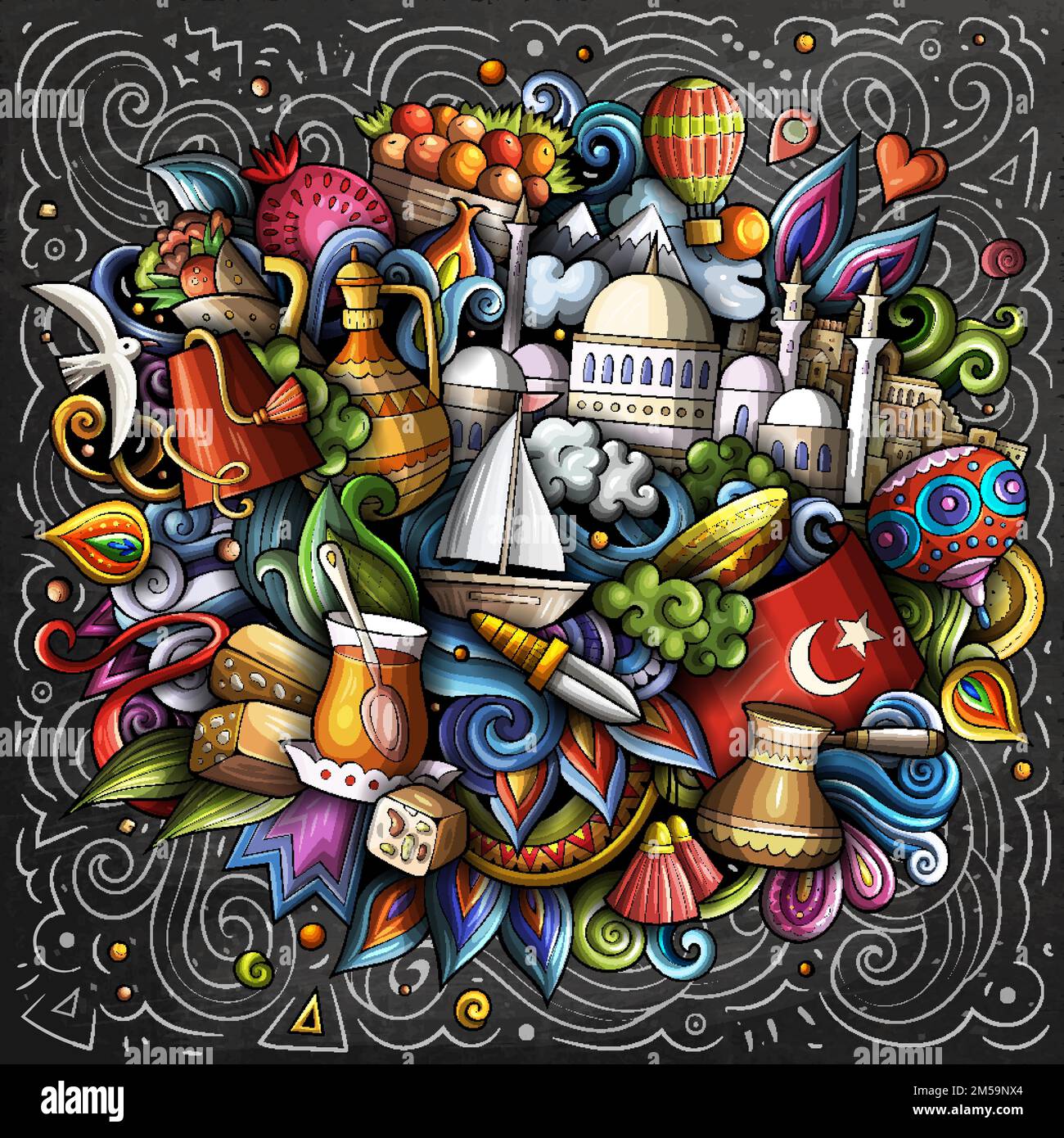 Turkey cartoon vector doodle chalkboard illustration Stock Vector Image ...