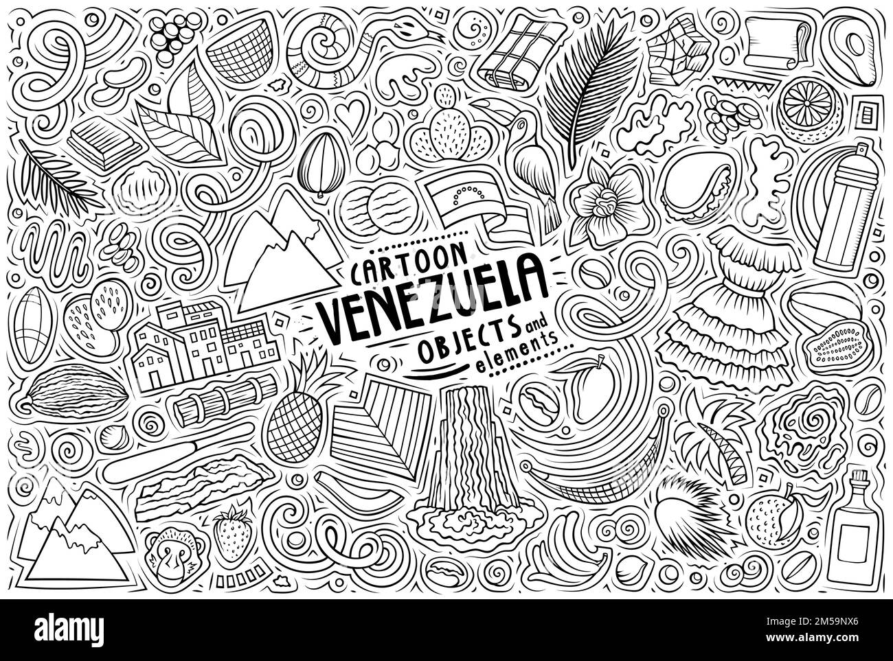 Set of Venezuela traditional symbols and objects Stock Vector Image ...