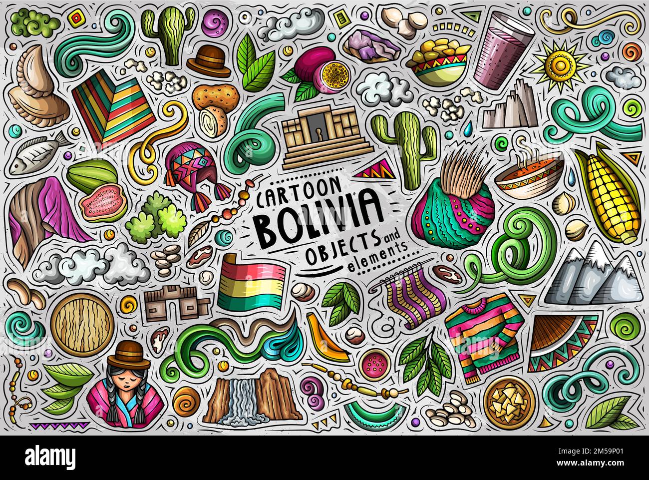 Set of Bolivia traditional symbols and objects Stock Vector Image & Art ...
