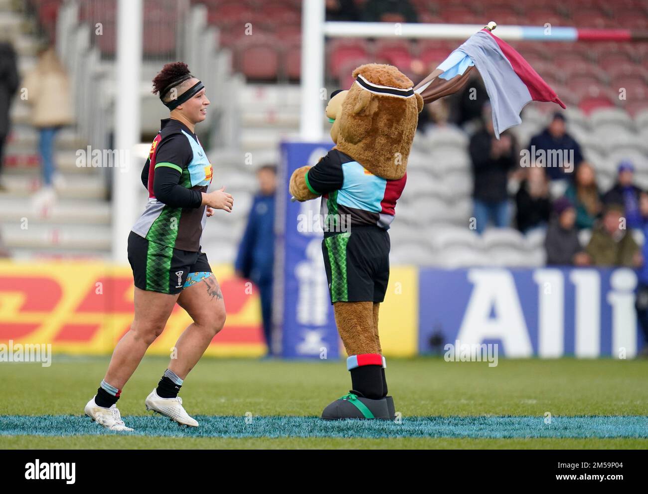 Harlequins' Shaunagh Brown leads the players out before the Allianz ...