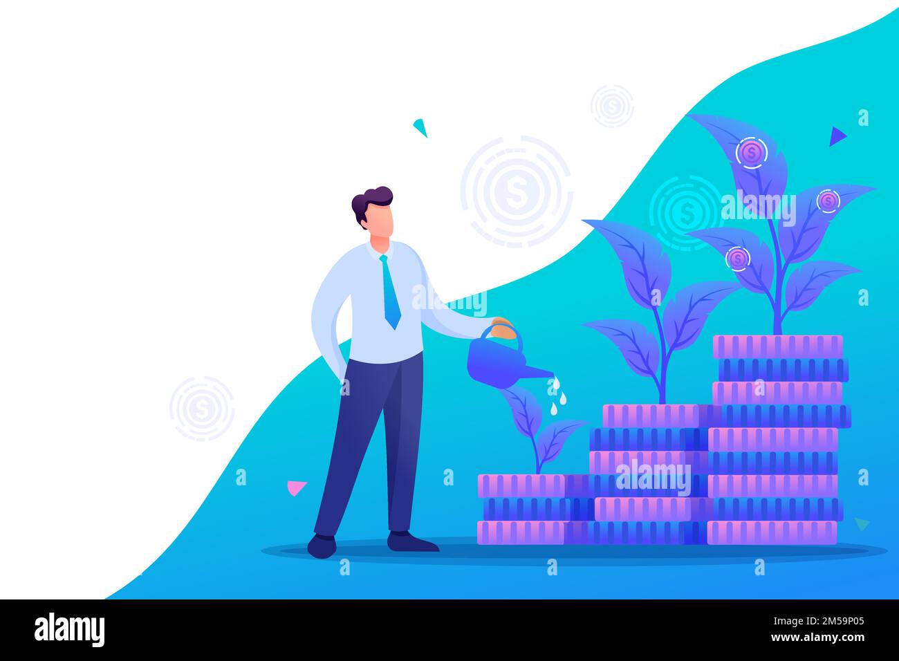 Businessman increase investment, capital, income growth. Flat 2D ...