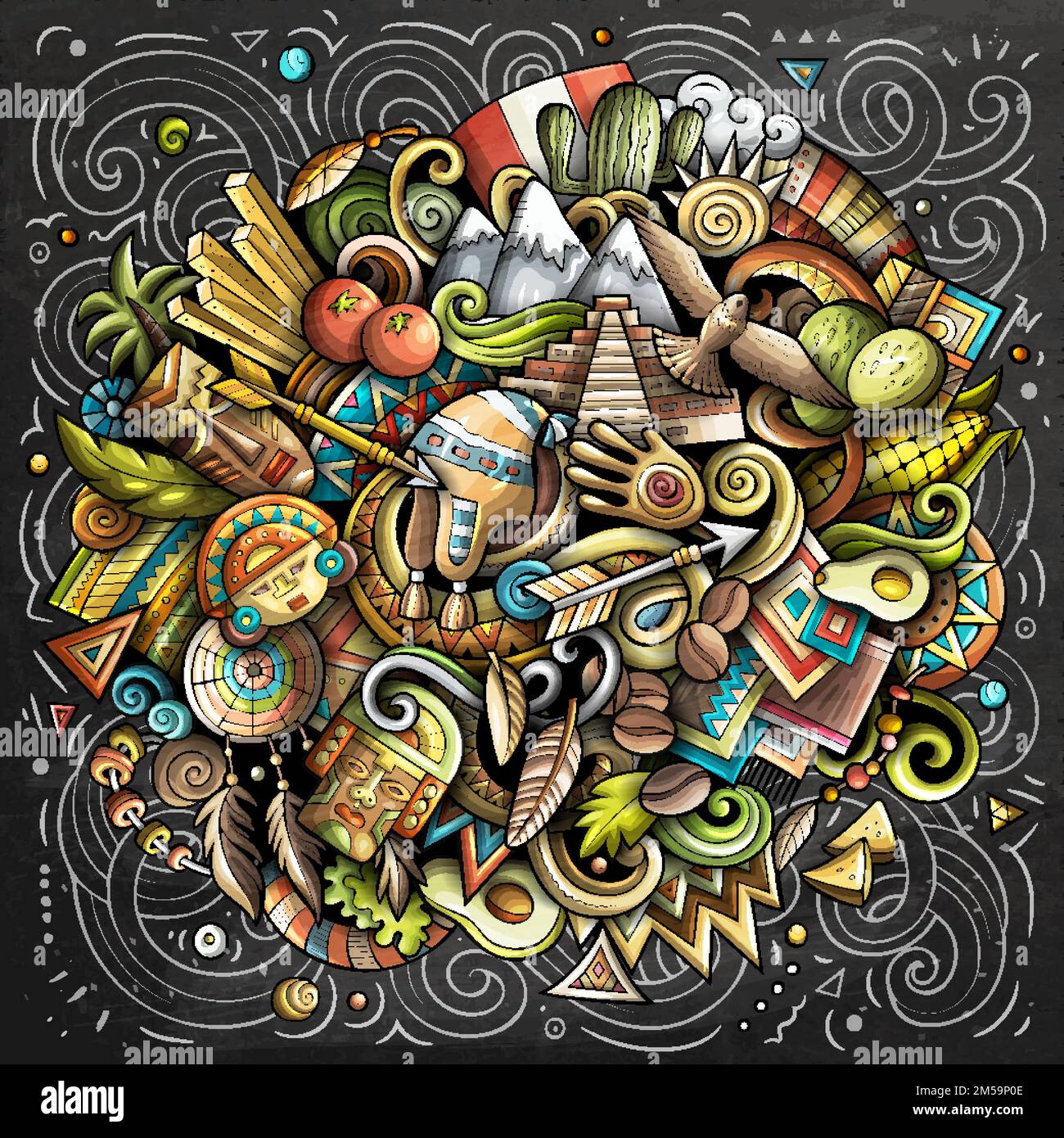 Peru cartoon vector doodle chalkboard illustration Stock Vector Image ...