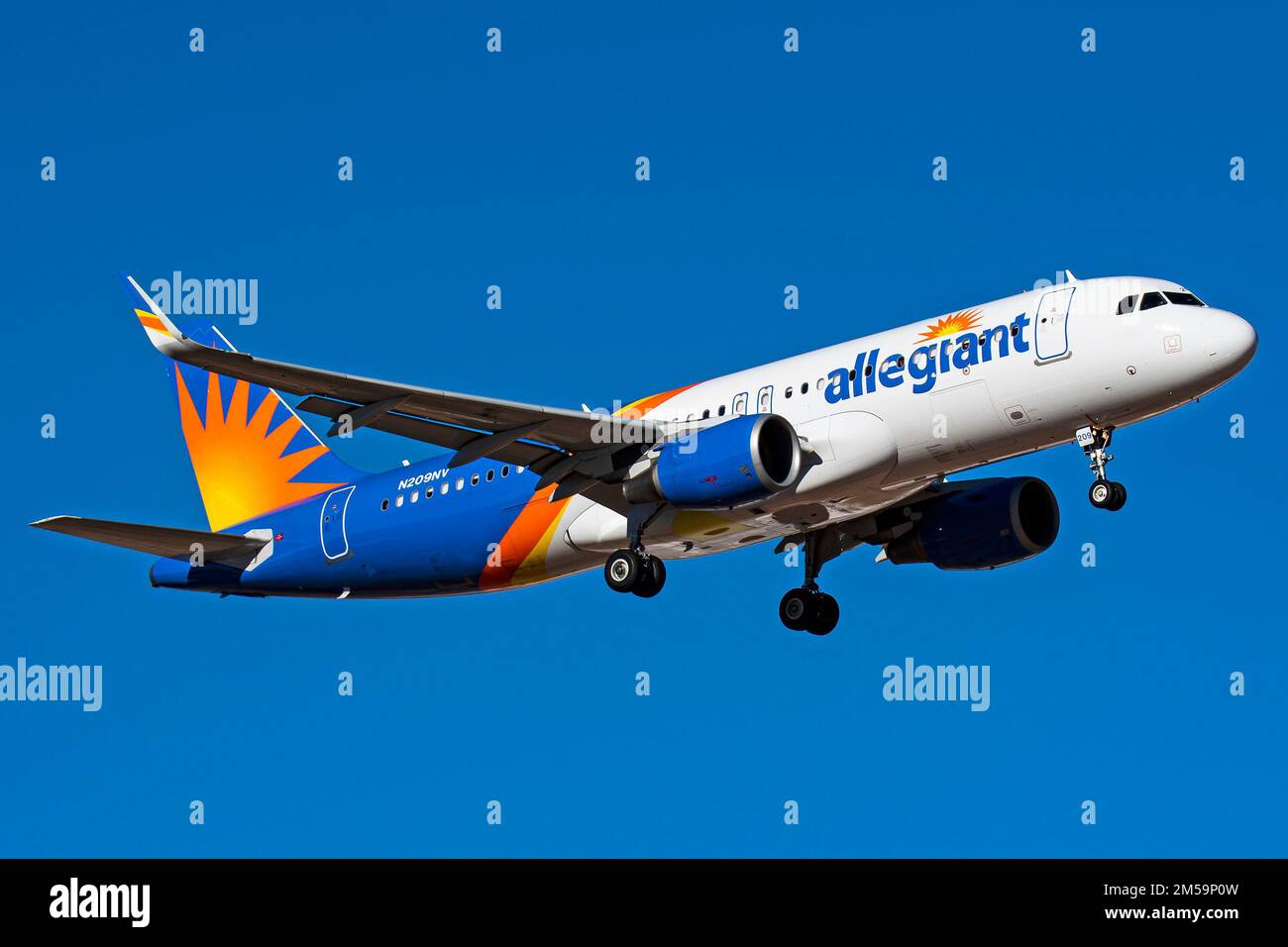 An Allegiant A320 N209NV on final approach to Williams Gateway Airport ...