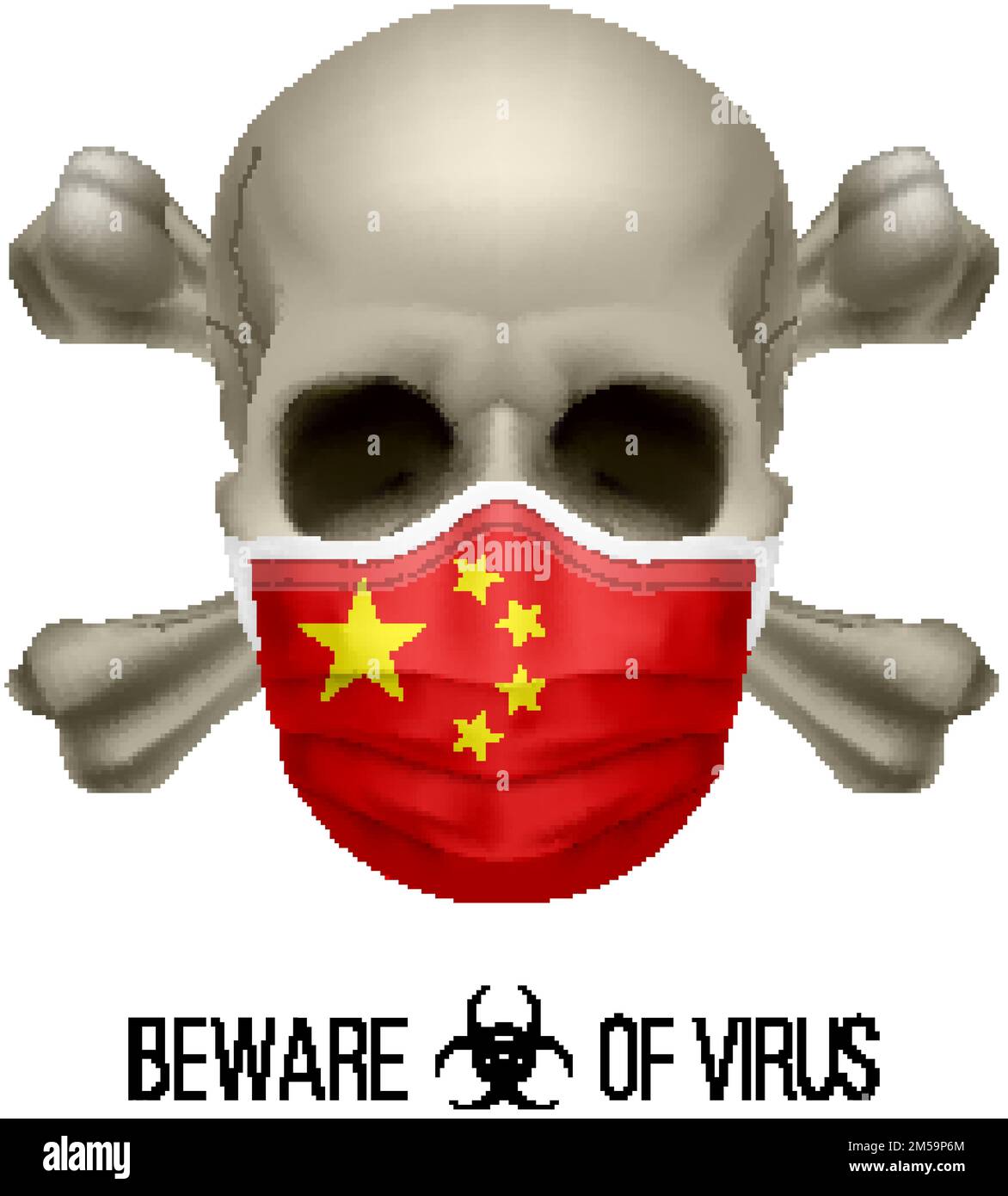 Human Skull with Crossbones and Surgical Mask in the Color of National ...