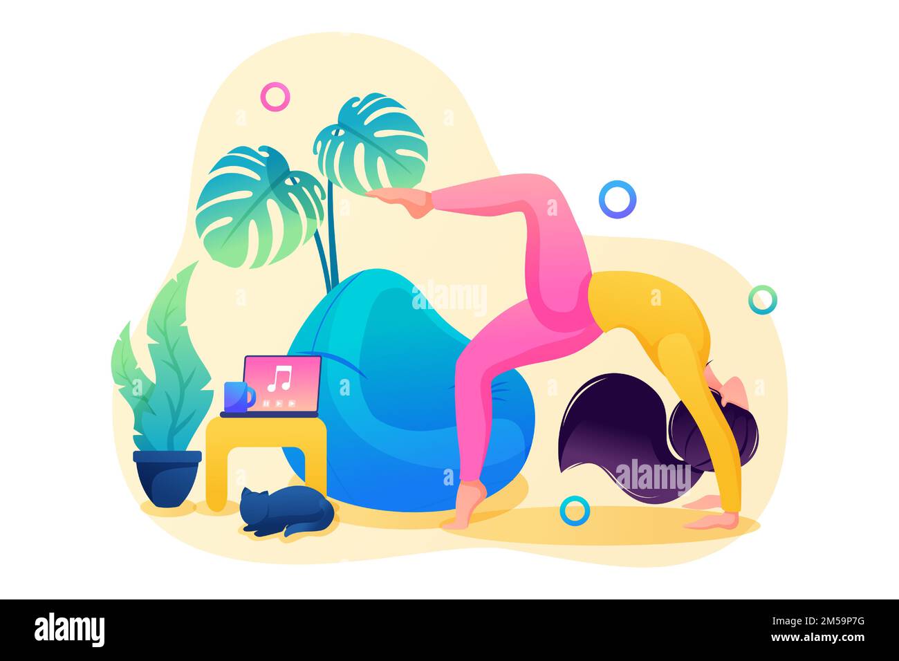 Girl does yoga for the health of the body and spirit. Yoga at home ...