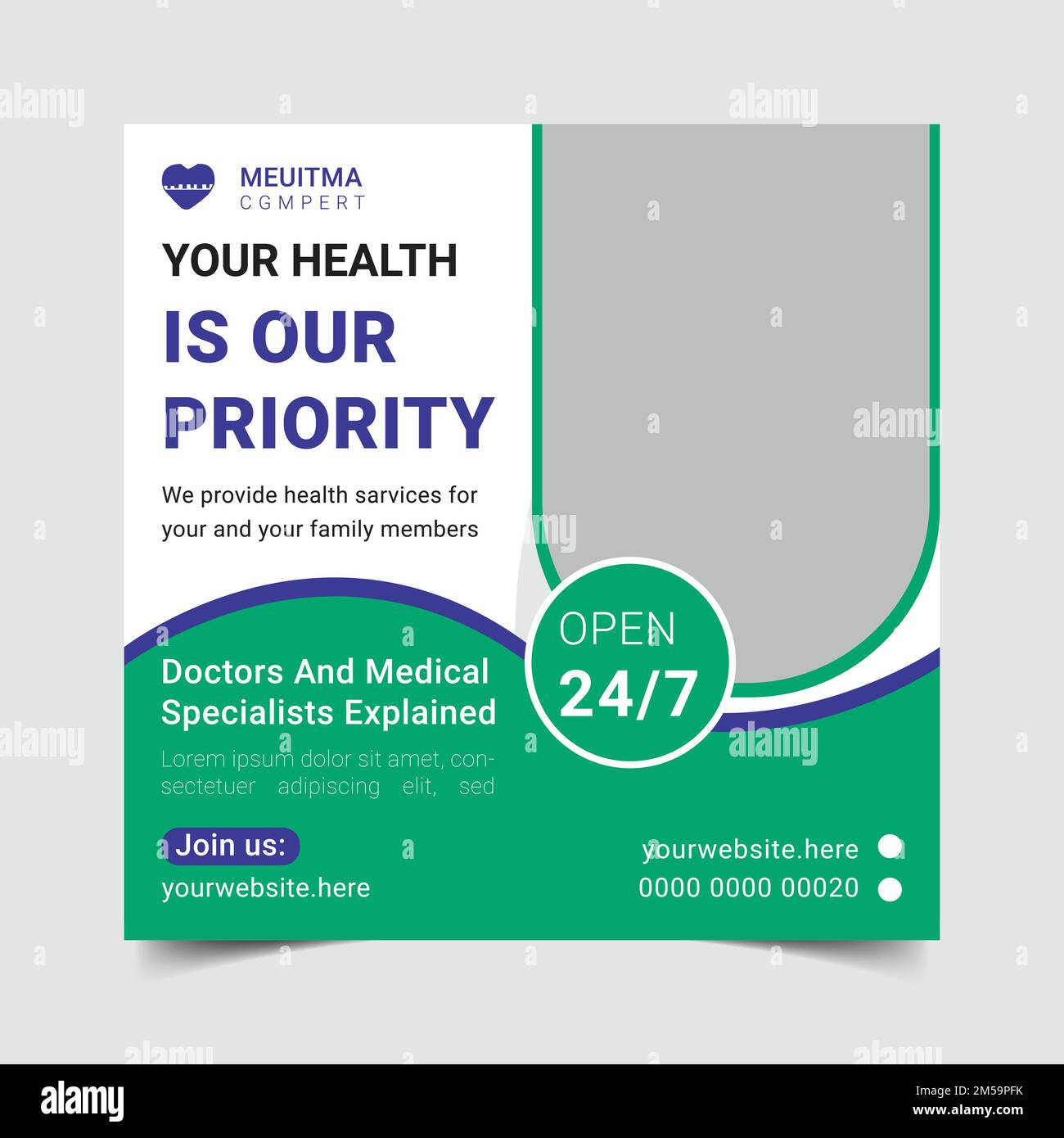 Medical and health care social media post template design collection ...