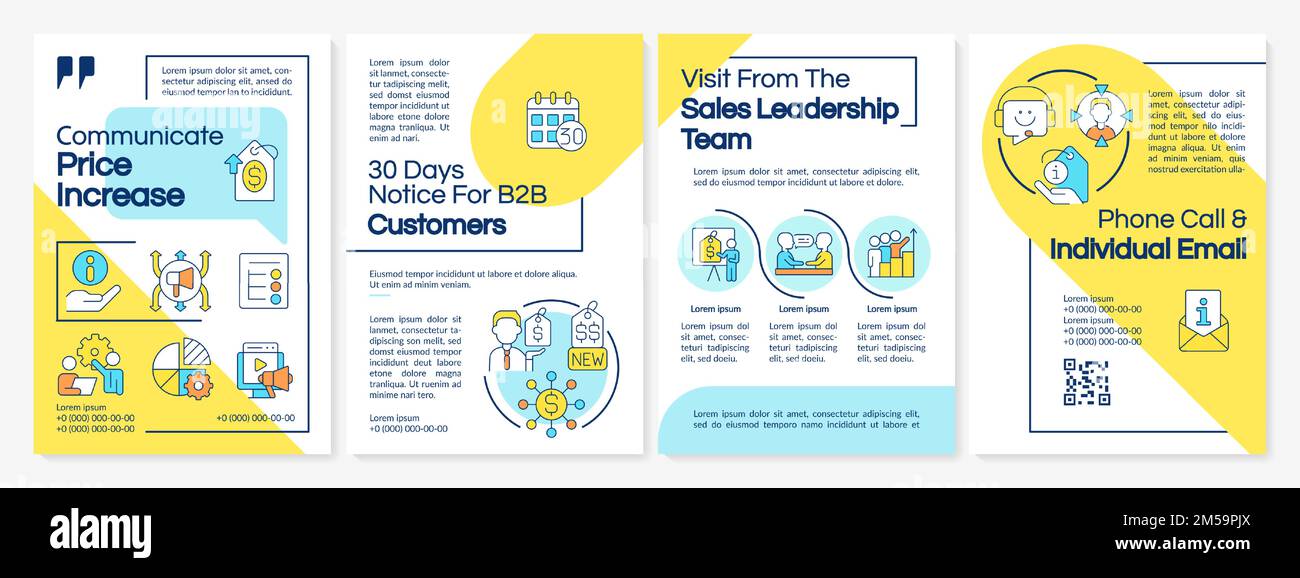 Communicate price increase blue and yellow brochure template Stock Vector Image & Art - Alamy