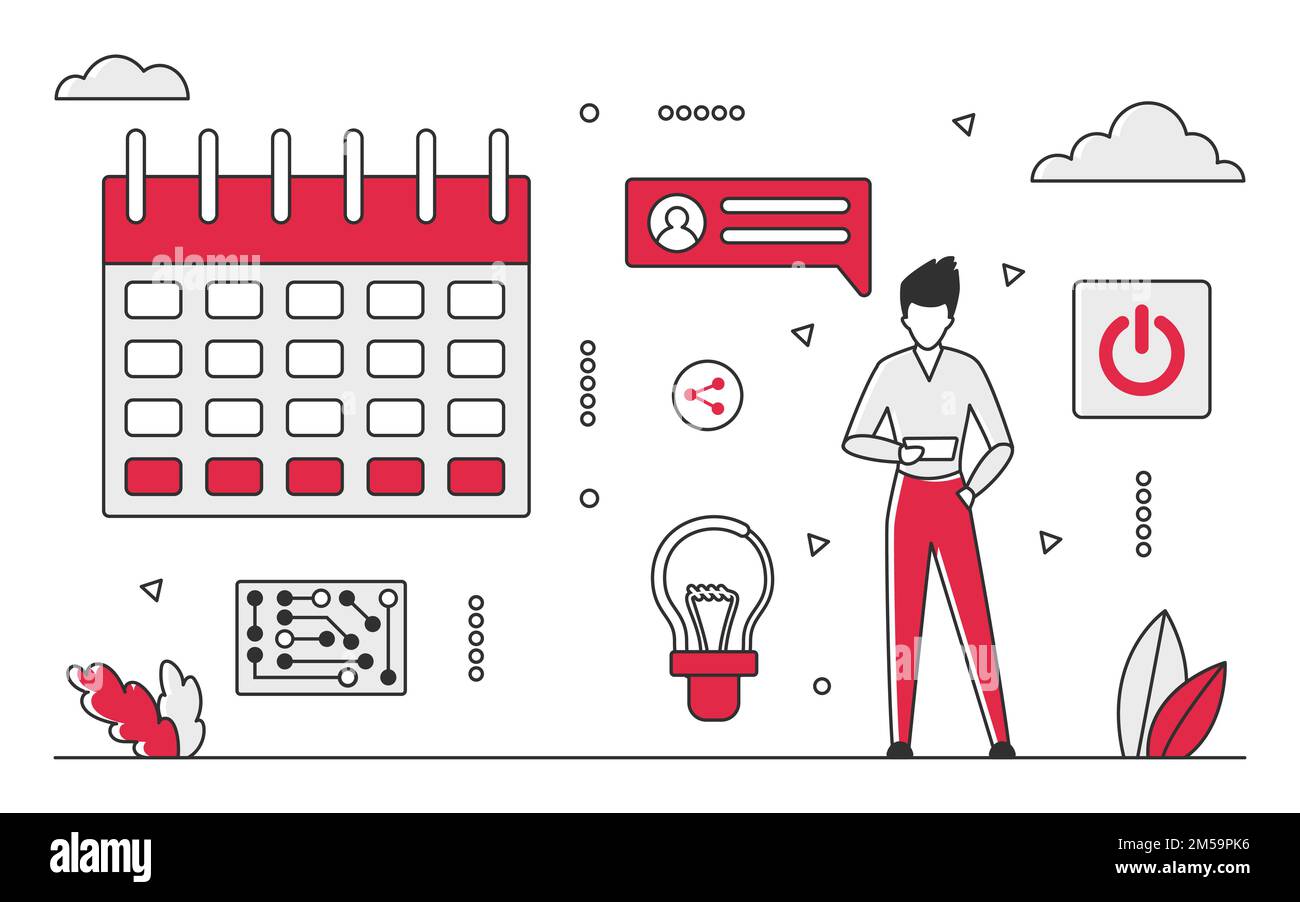 Business calendar planning. Time management, schedule planner vector ...