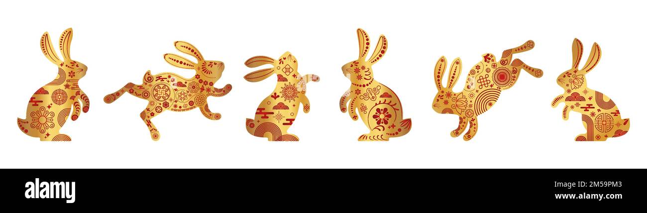 Gold lunar zodiac rabbit. Cute bunny icon Stock Vector Image & Art - Alamy