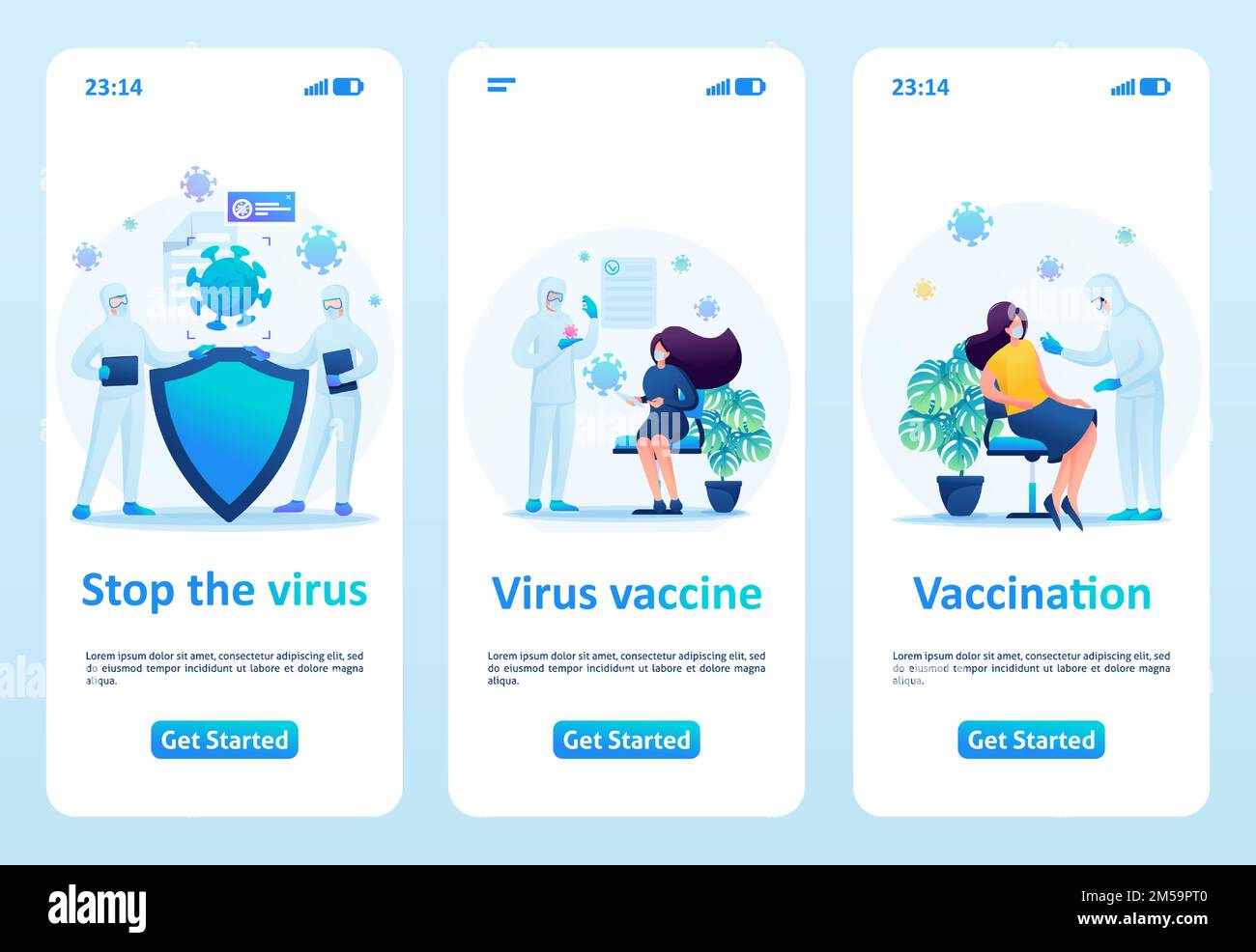 Stop the spread of the virus, vaccination and prevention. Flat 2D ...