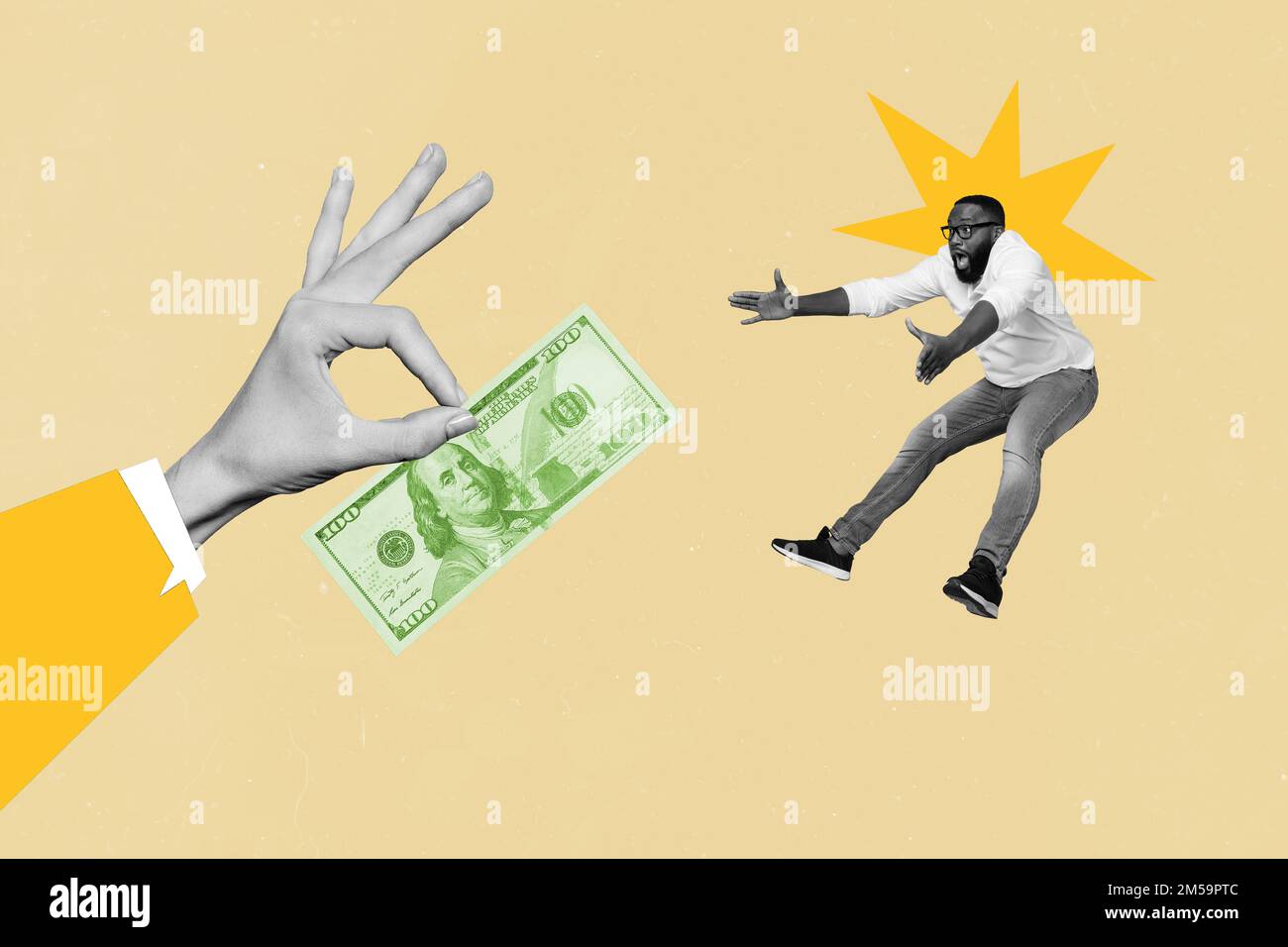 Creative photo 3d collage artwork poster postcard picture of funky man ...