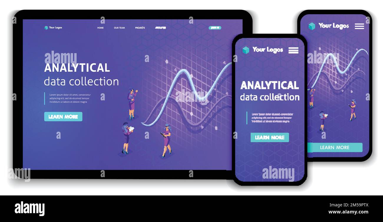 Website Template Landing page Isometric concept analytical data ...
