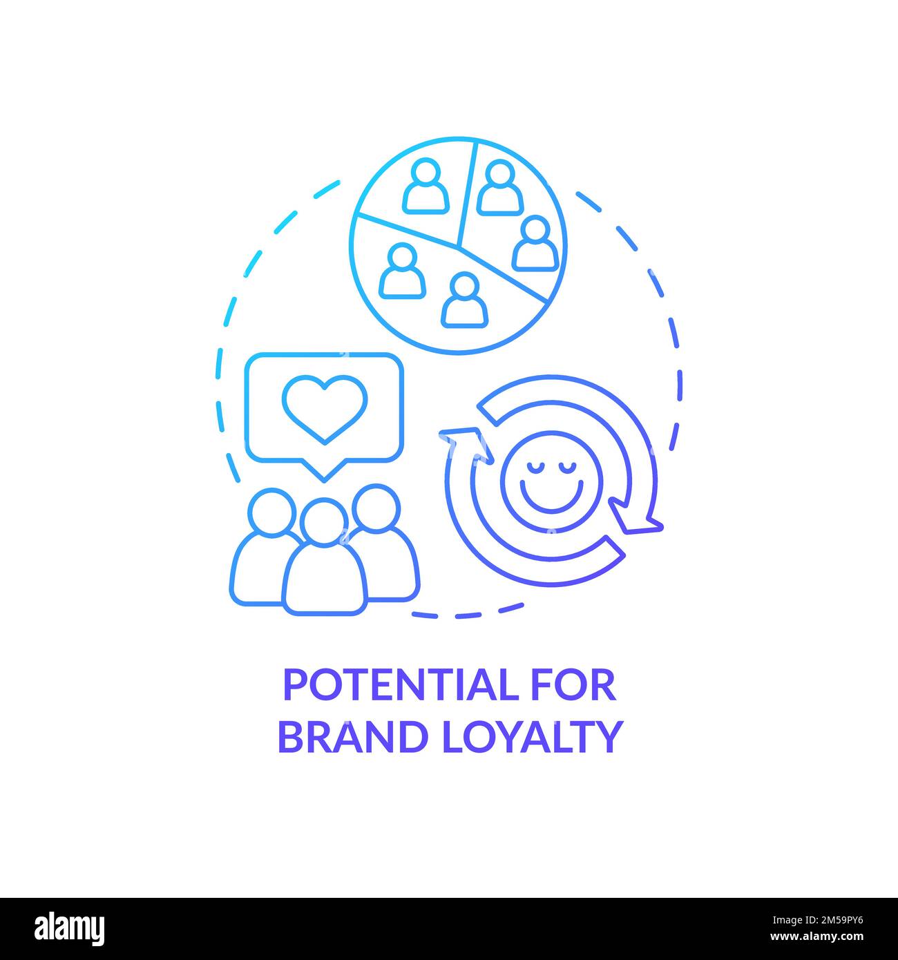 Potential for brand loyalty blue gradient concept icon Stock Vector ...