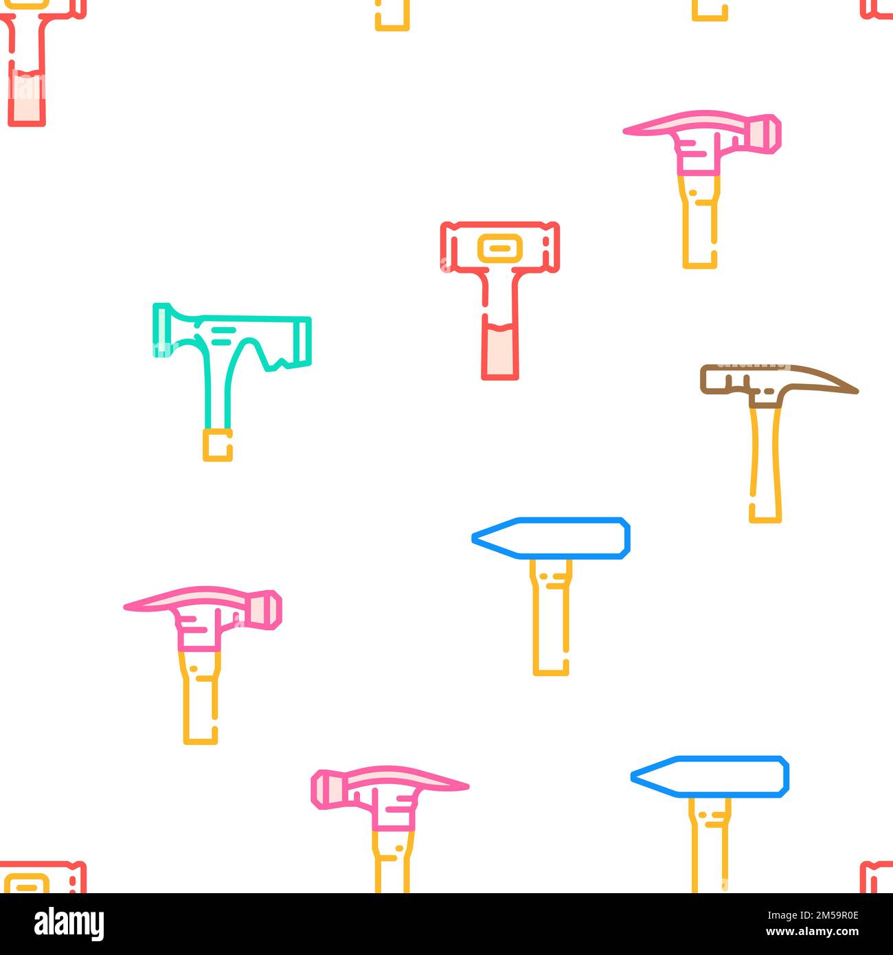 hammer tool construction vector seamless pattern Stock Vector Image ...